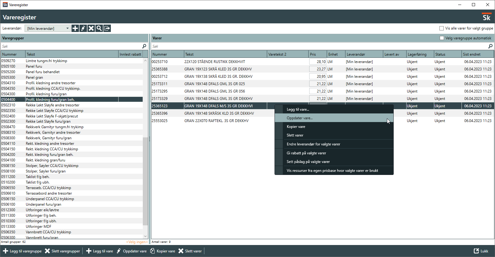 Vareregister - Hjelpesenter | EG Holte