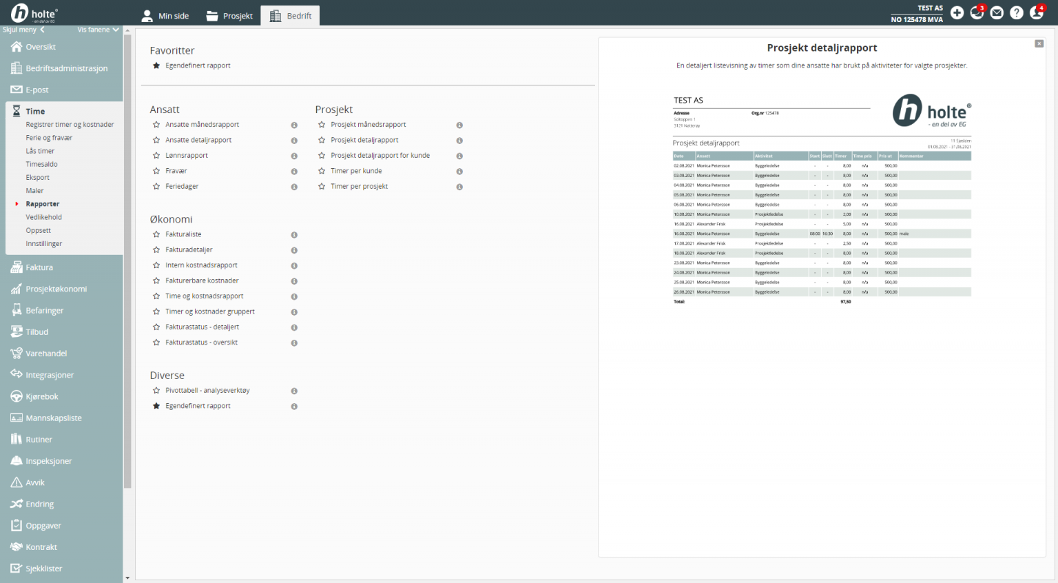 Rapporter - Hjelpesenter | EG Holte